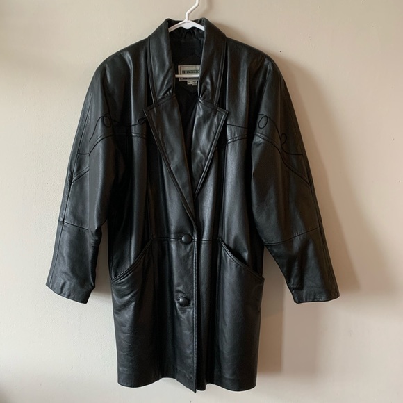 fitz-wright | Jackets & Coats | Vintage 9s Oversized Black Leather ...
